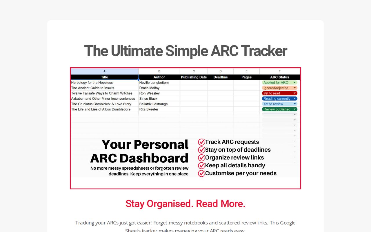 The Ultimate Simple ARC Tracker